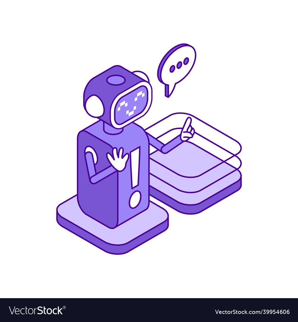 Robot technical support composition Royalty Free Vector