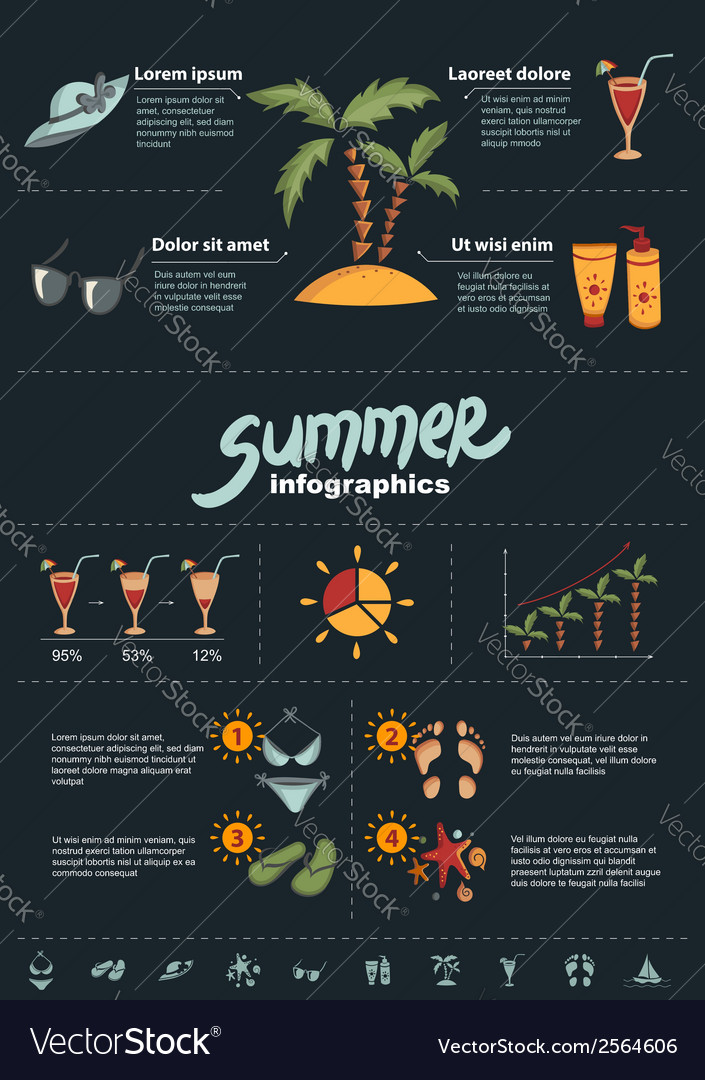 Summer infographics elements Royalty Free Vector Image