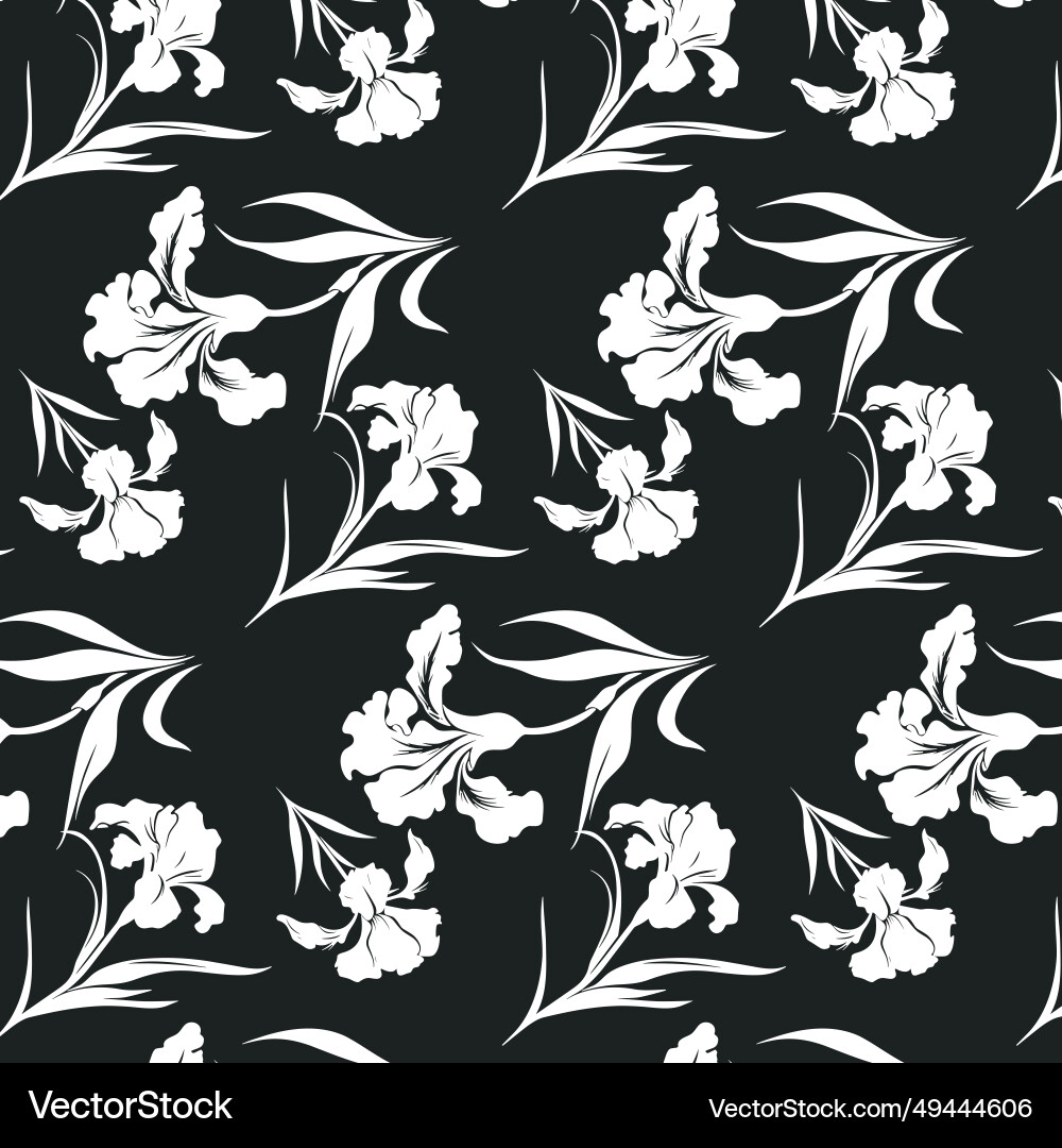 White floral pattern with leaves and flowers Vector Image