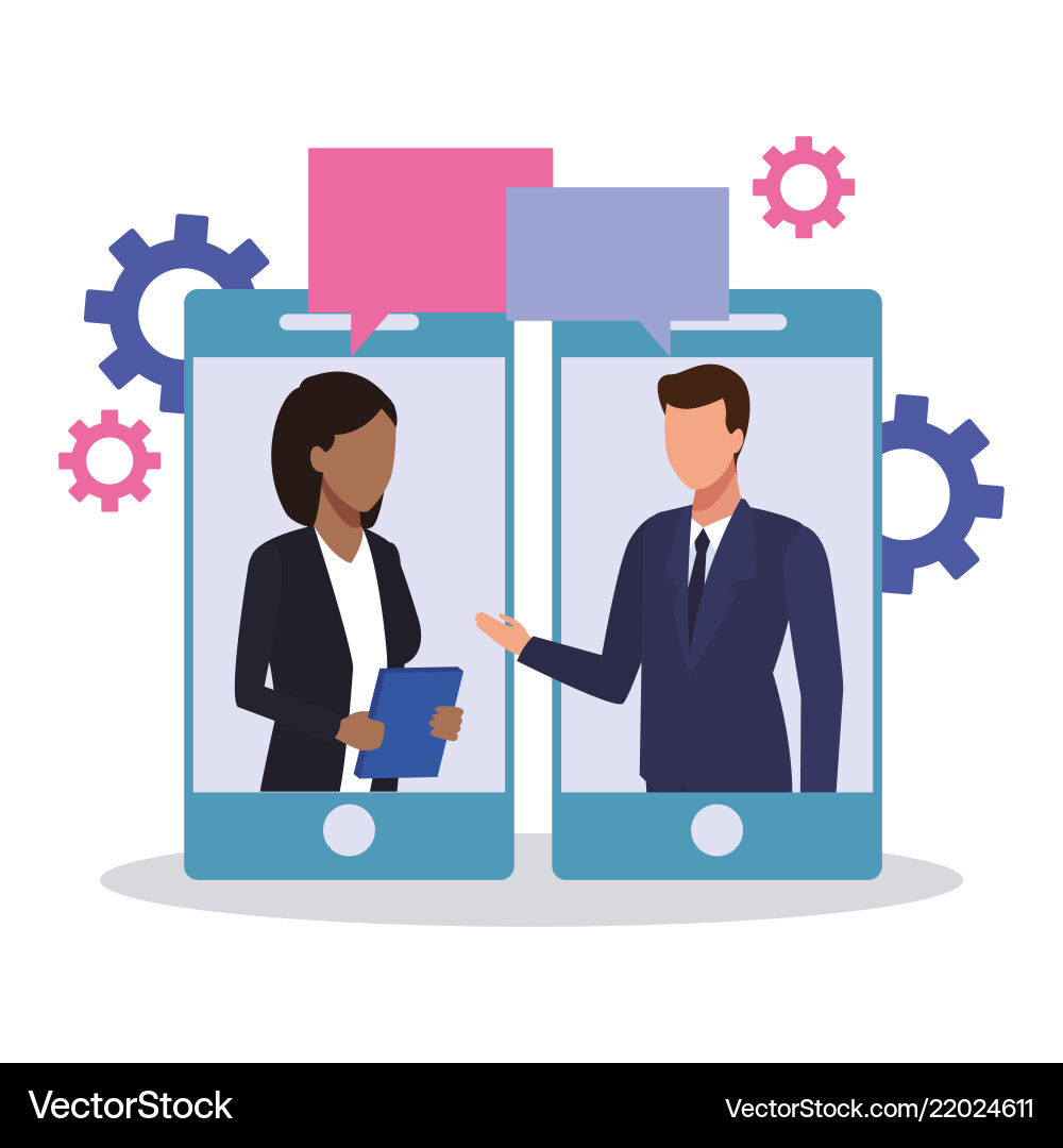 Business workers and social media Royalty Free Vector Image