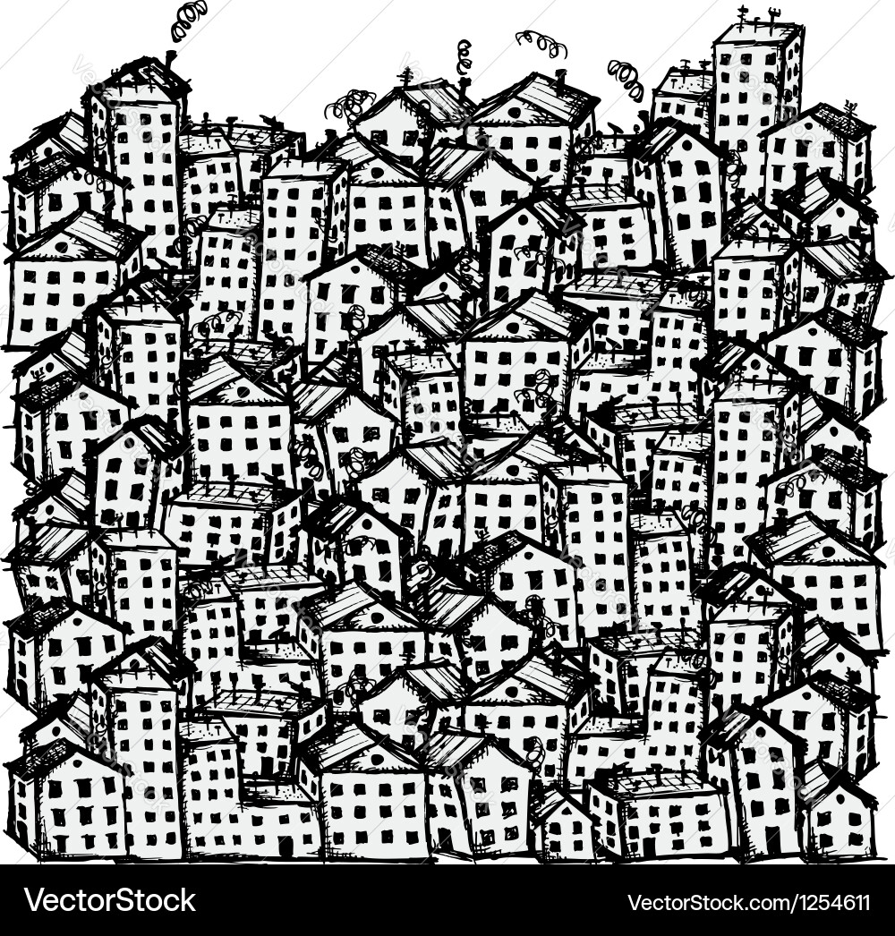 City sketch background for your design Royalty Free Vector