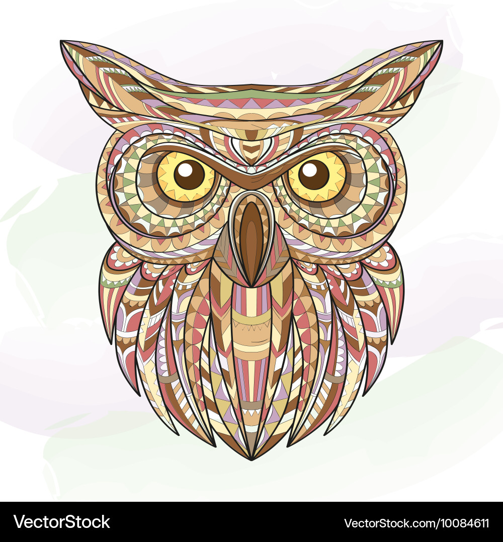 Detailed hand drawn doodle outline owl Royalty Free Vector
