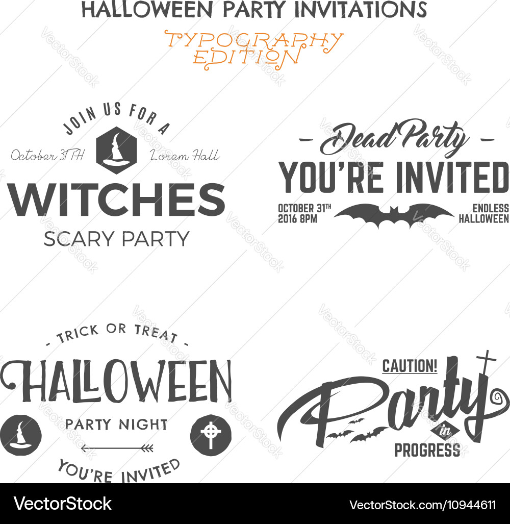 Halloween 2016 party invitation label templates Vector Image