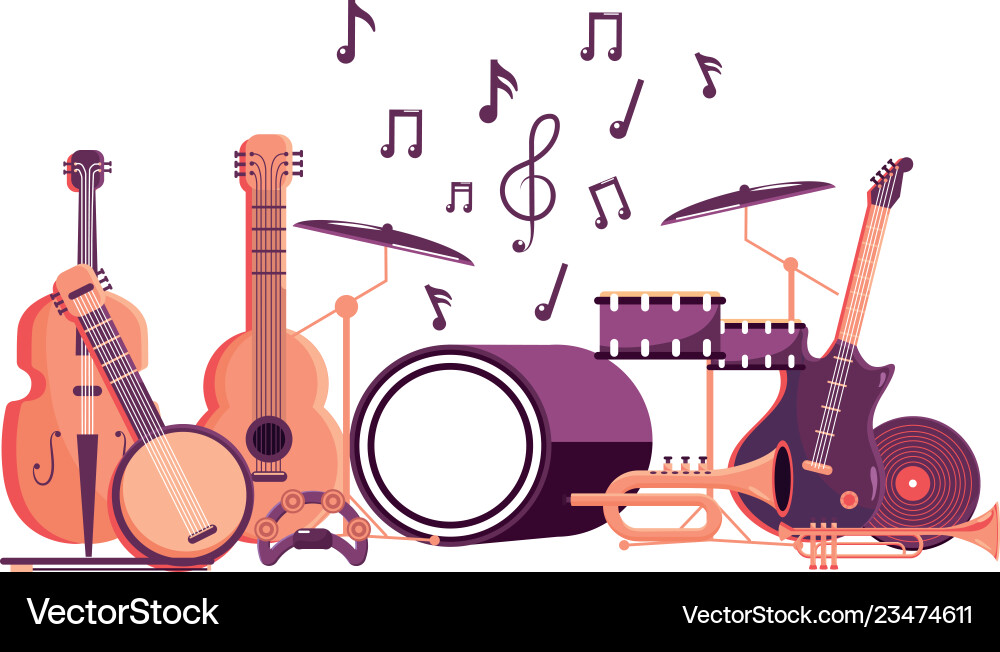 Music instrument cartoon Royalty Free Vector Image