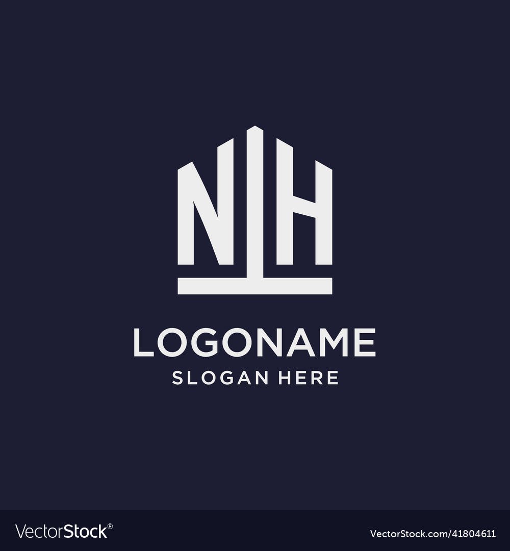 Nh initial monogram logo design with pentagon Vector Image