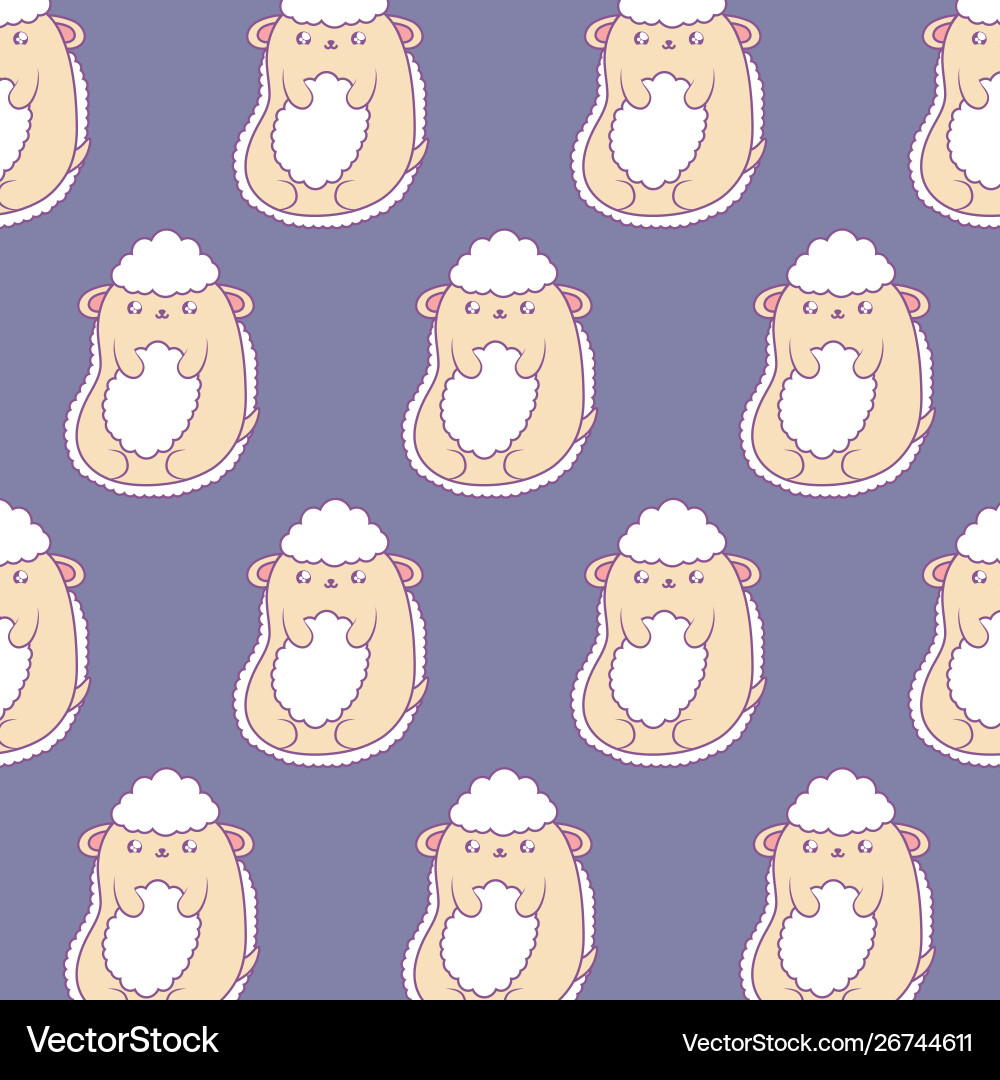 Pattern cute sheep baby animals kawaii style Vector Image