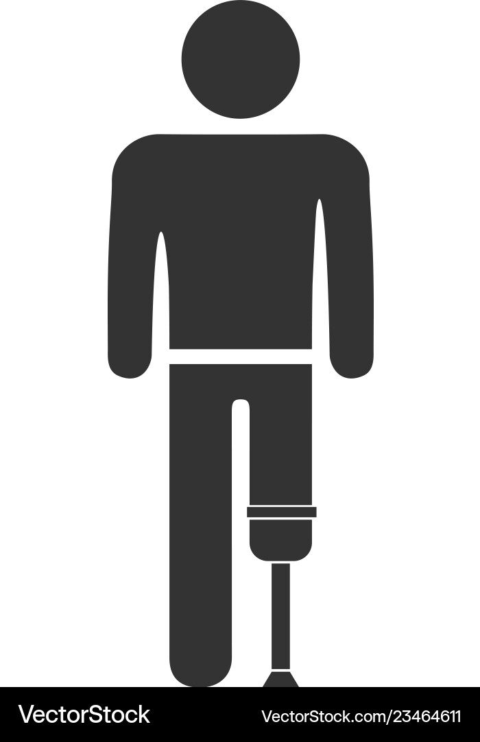 Person with foot prosthesis icon flat Royalty Free Vector