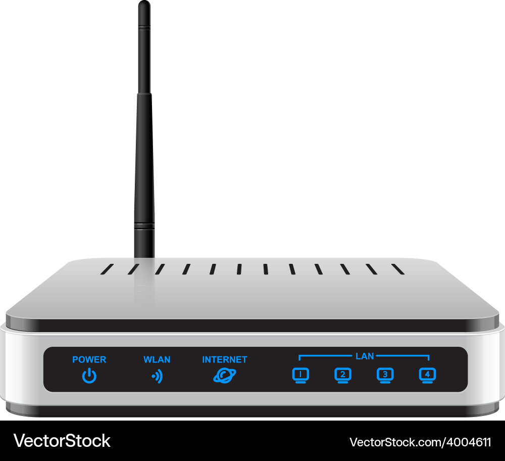 Realisti wireless router with the antenna Vector Image