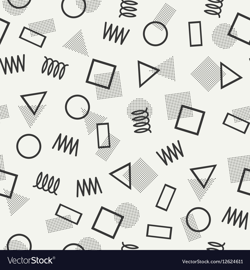 Retro memphis geometric line shapes seamless Vector Image Retro memphis geometric line shapes seamless Vector Image
