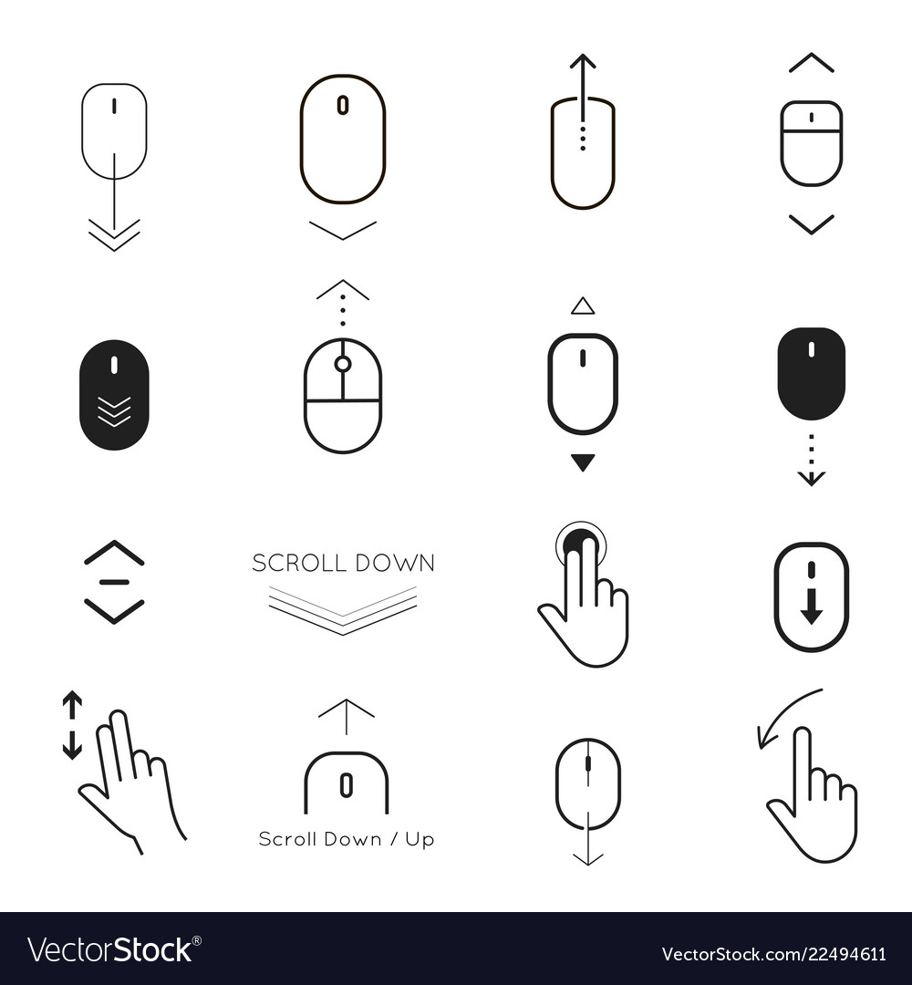 Scroll Down And Button Up Icon Set Royalty Free Vector Image