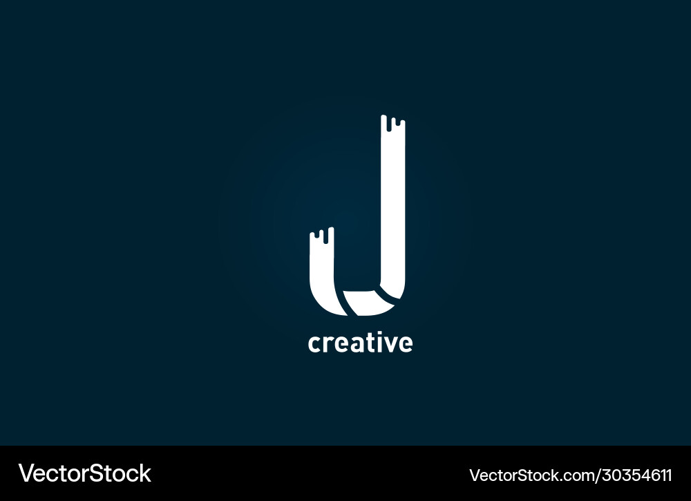 White creative j letter alphabet logo design icon Vector Image