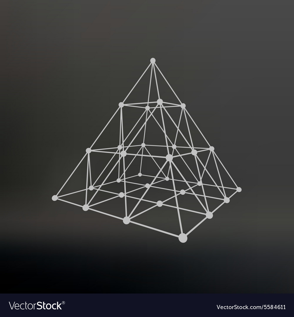 Wireframe mesh polygonal pyramid Royalty Free Vector Image