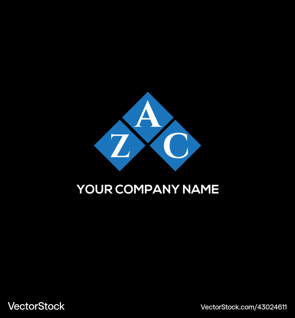 Zac letter logo design on black background Vector Image