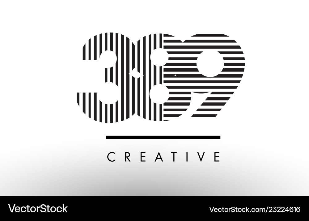 389 black and white lines number logo design Vector Image