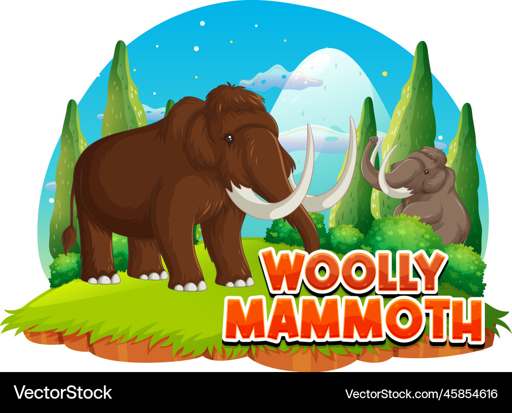 A woolly mammoth in nature Royalty Free Vector Image