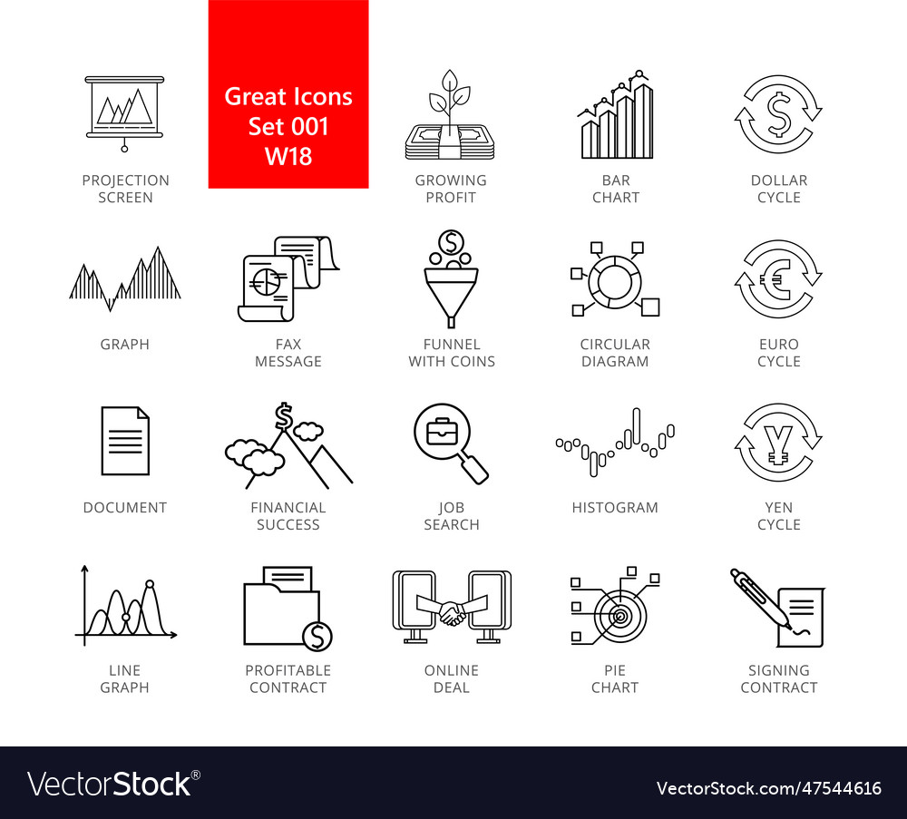 Business line icons set Royalty Free Vector Image