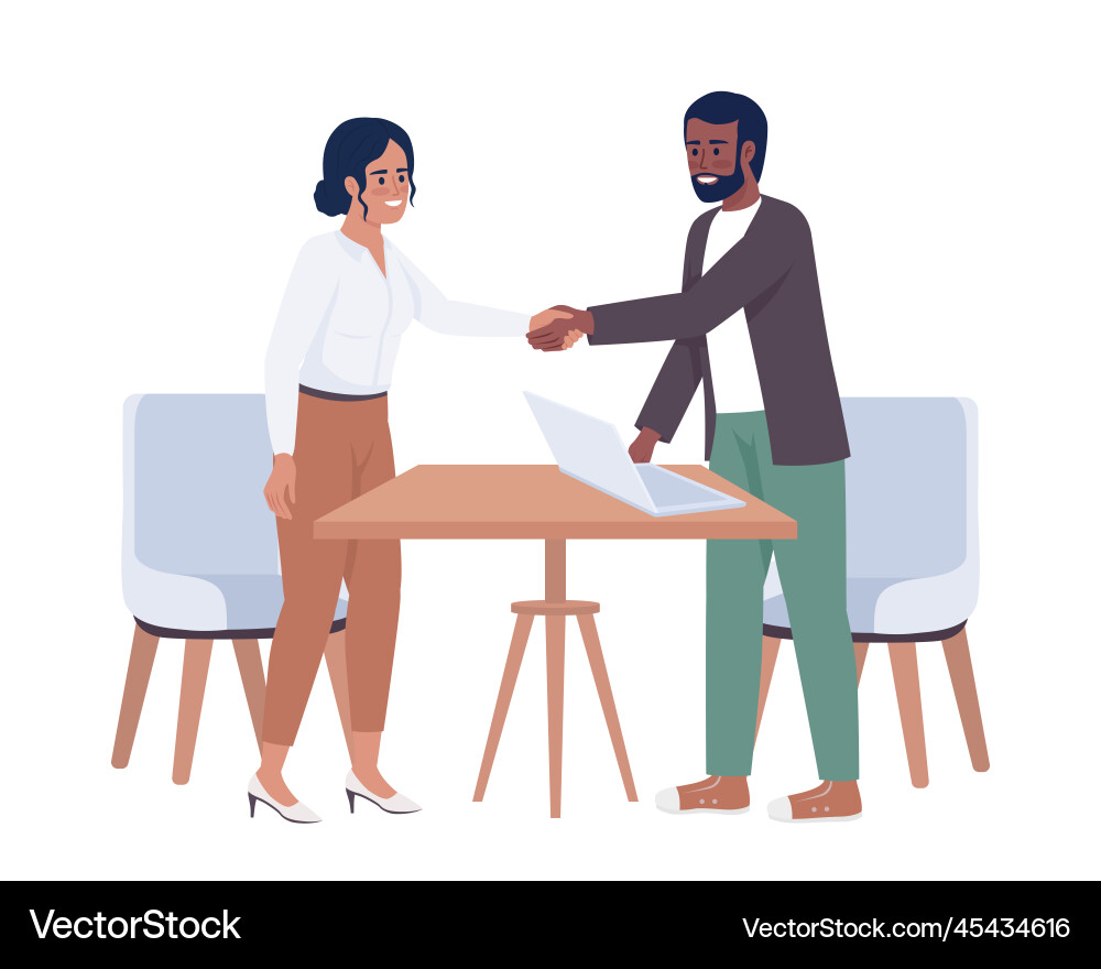 Business owners making partnership agreement semi Vector Image