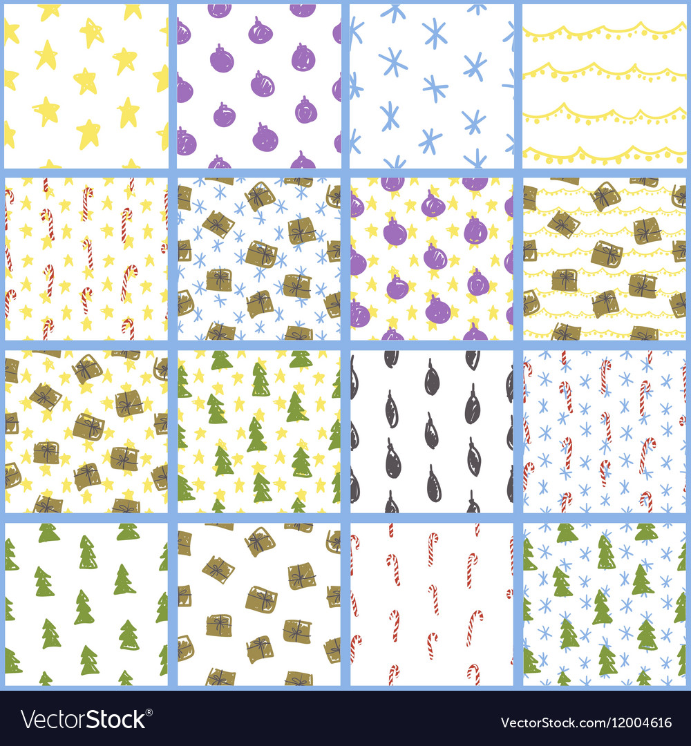 Christmas simple pattern set Royalty Free Vector Image