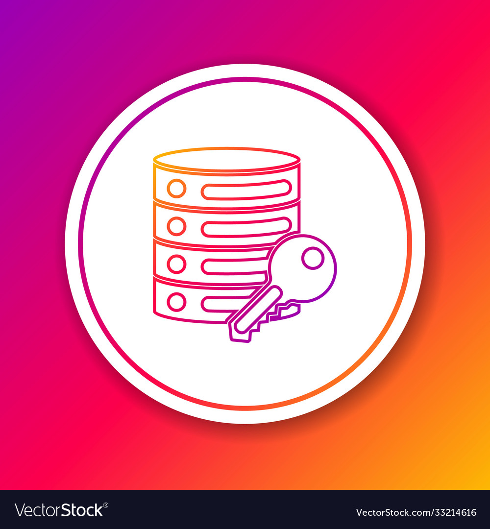 Color Line Server Security With Key Icon Isolated Vector Image