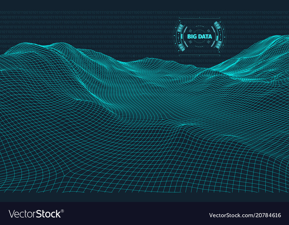 Computer generated binary code landscape on black Vector Image