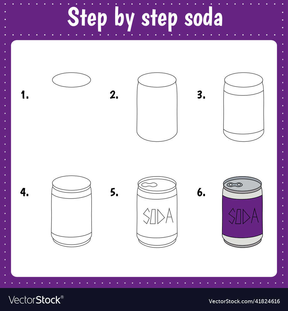 Drawing tutorial for soda Royalty Free Vector Image