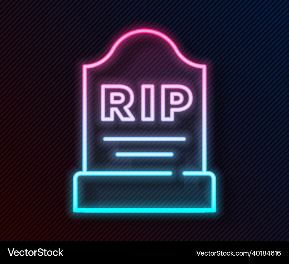 Glowing neon line tombstone with rip written Vector Image