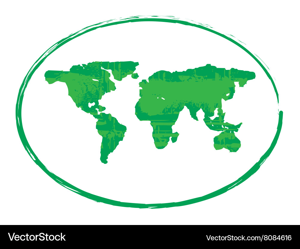 Green grunge earth map stamp style symbol 2 Vector Image