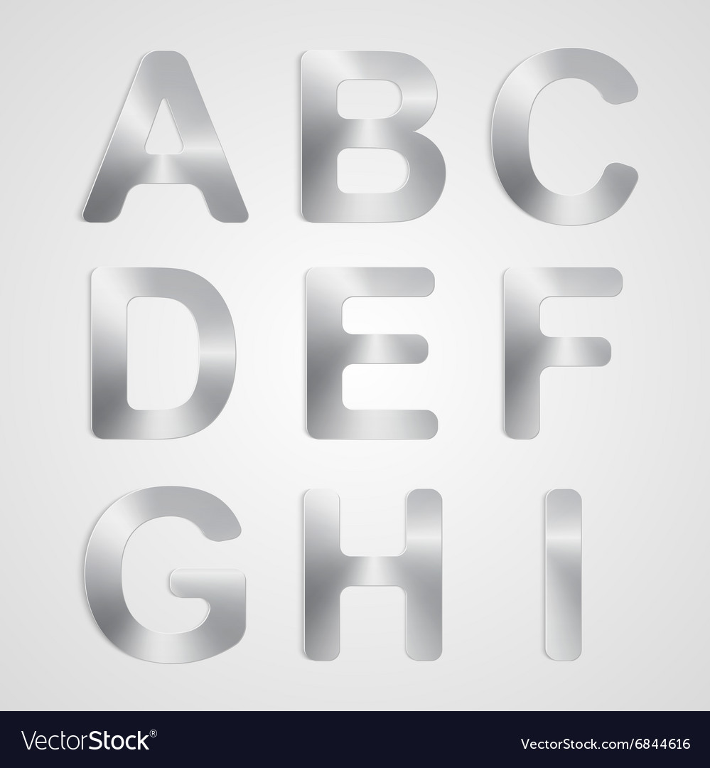 Metal Alphabet Set Royalty Free Vector Image - VectorStock