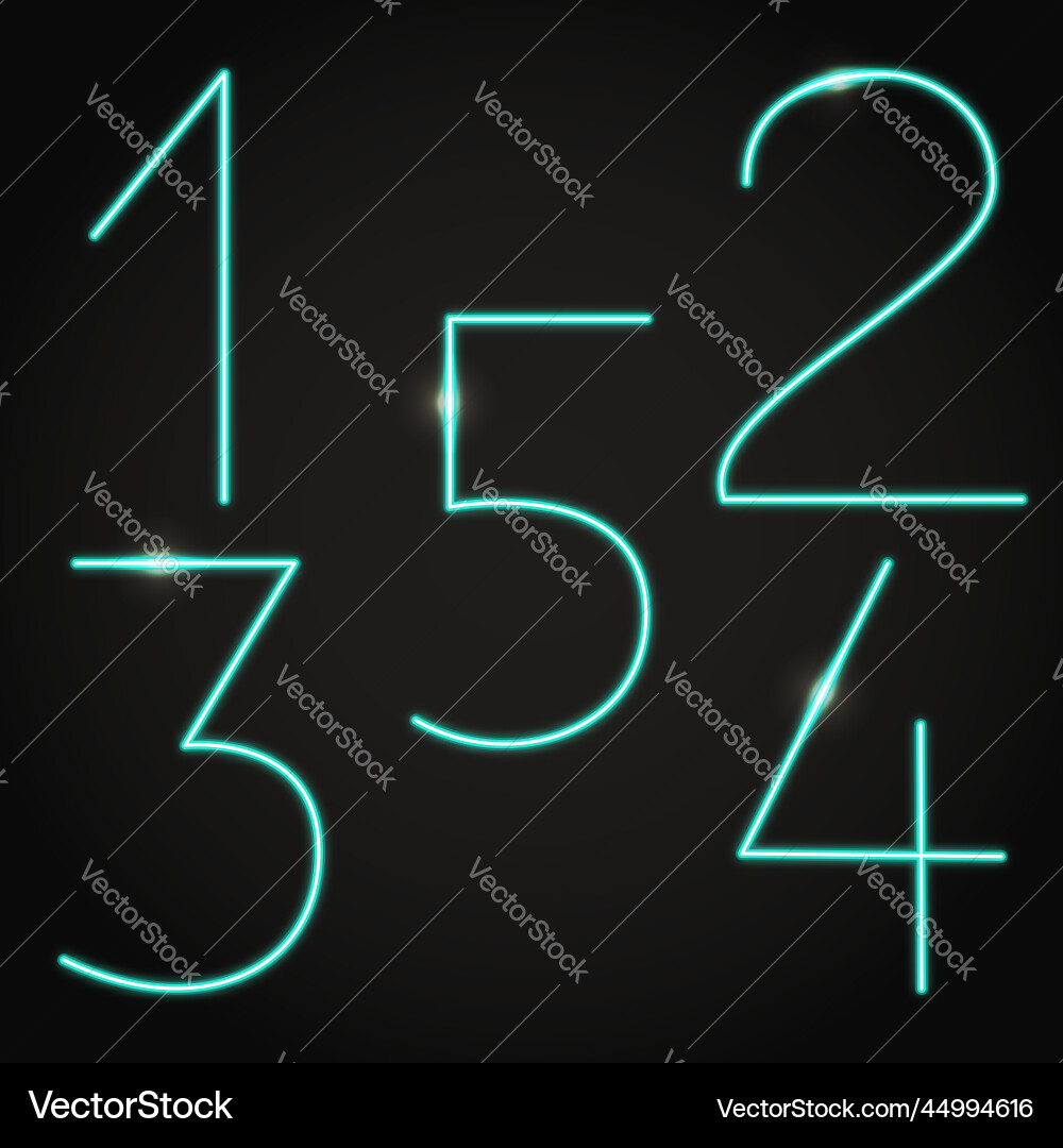Neon numbers on dark background Royalty Free Vector Image