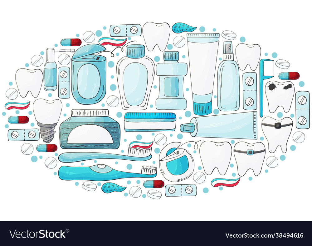 Oval set design elements teeth Royalty Free Vector Image