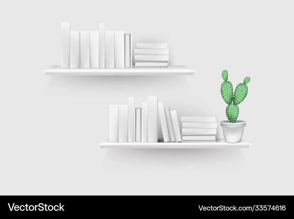 Realistic book volumes with empty spines and pot Vector Image