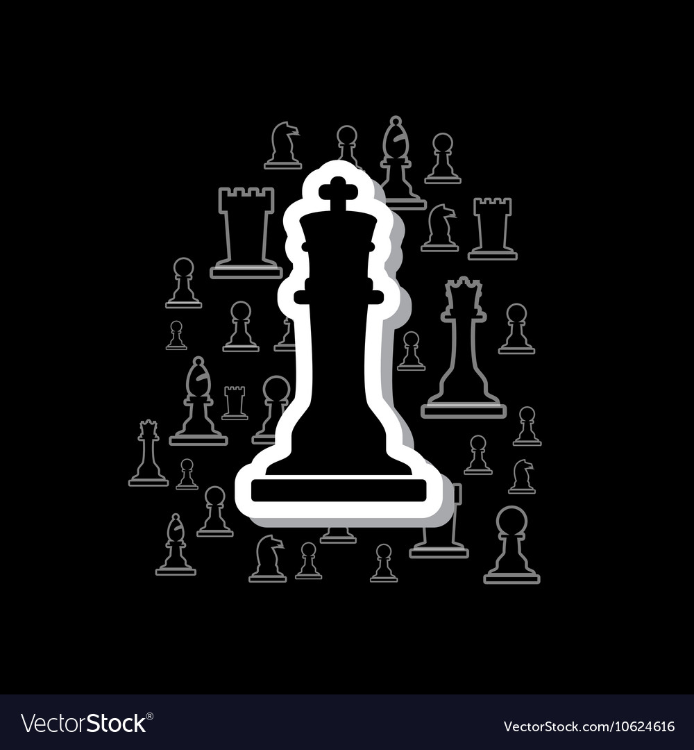Set of black and white outline chess pieces Vector Image