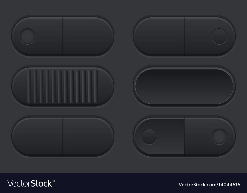 Set of black buttons user interface elements Vector Image