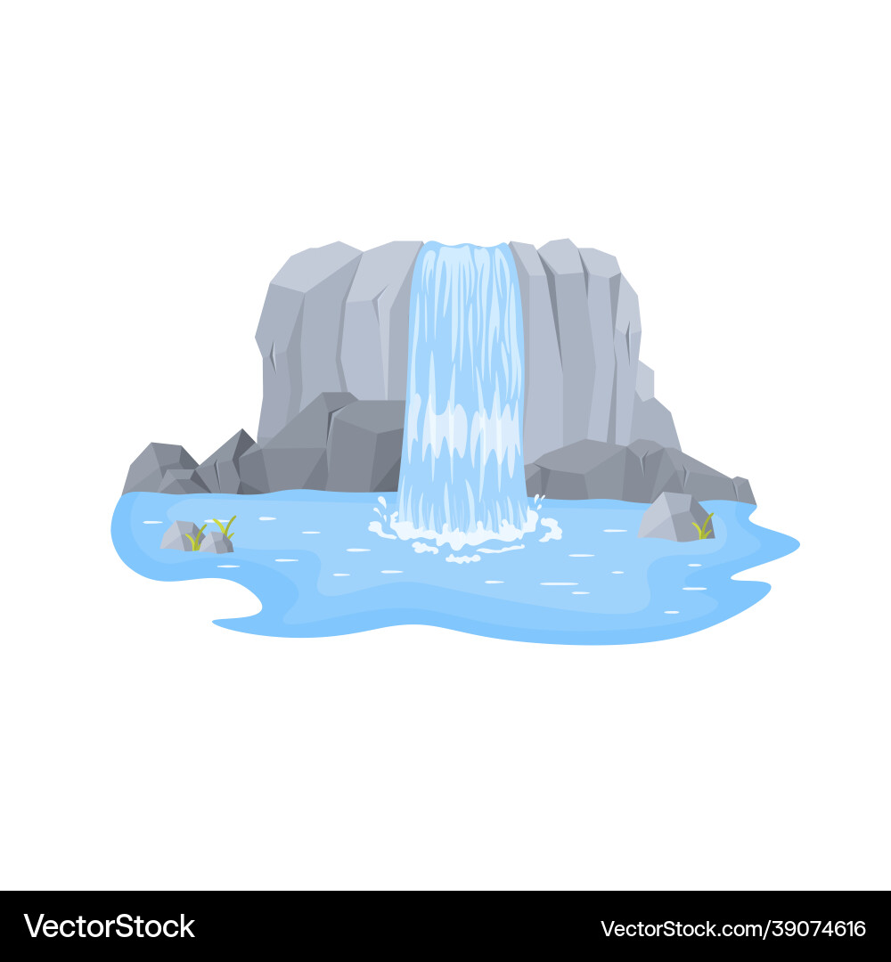 Set waterfall landscapes with mountains and trees Vector Image