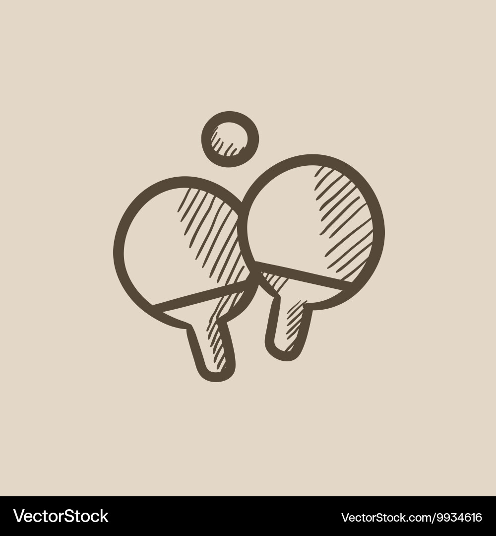 Table tennis racket and ball sketch icon Vector Image