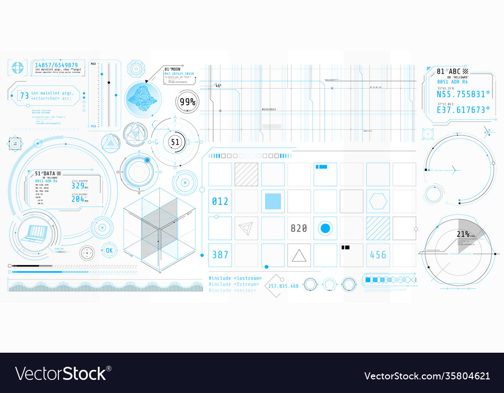 A set thin elements on topic data Royalty Free Vector Image