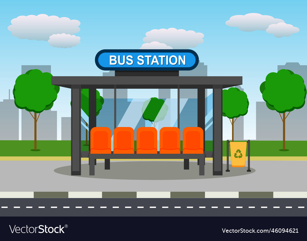 Bus stop station flat design Royalty Free Vector Image