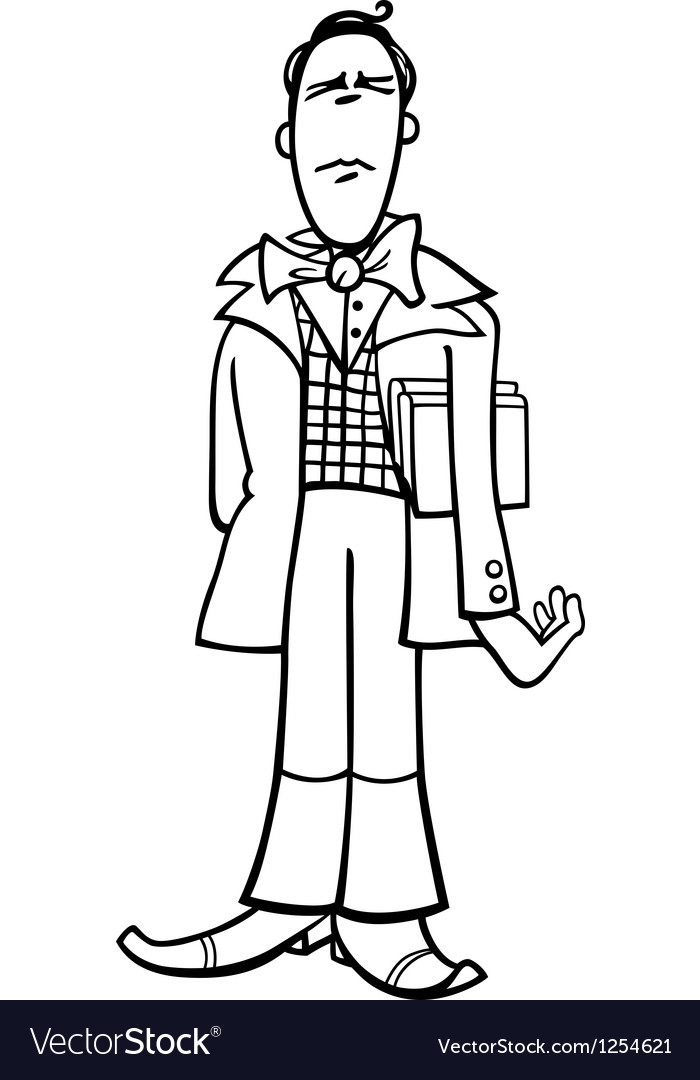 Cartoon Poet Or Eccentric Man Caricature Vector Image