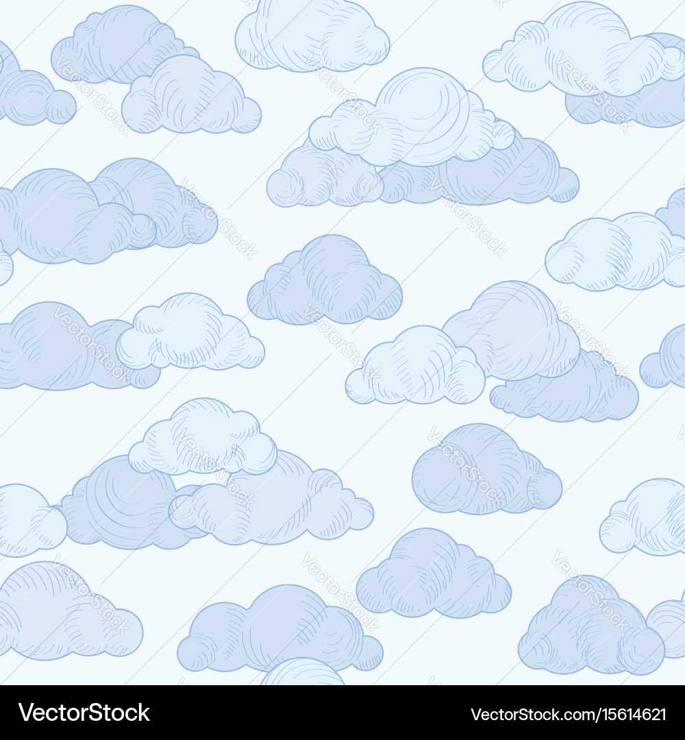Cloud doodle line pattern cloudy sky seamless Vector Image