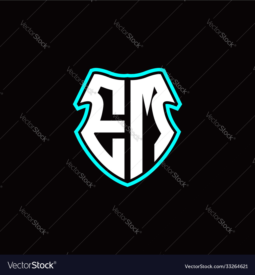 Em initial logo design with a shield shape Vector Image