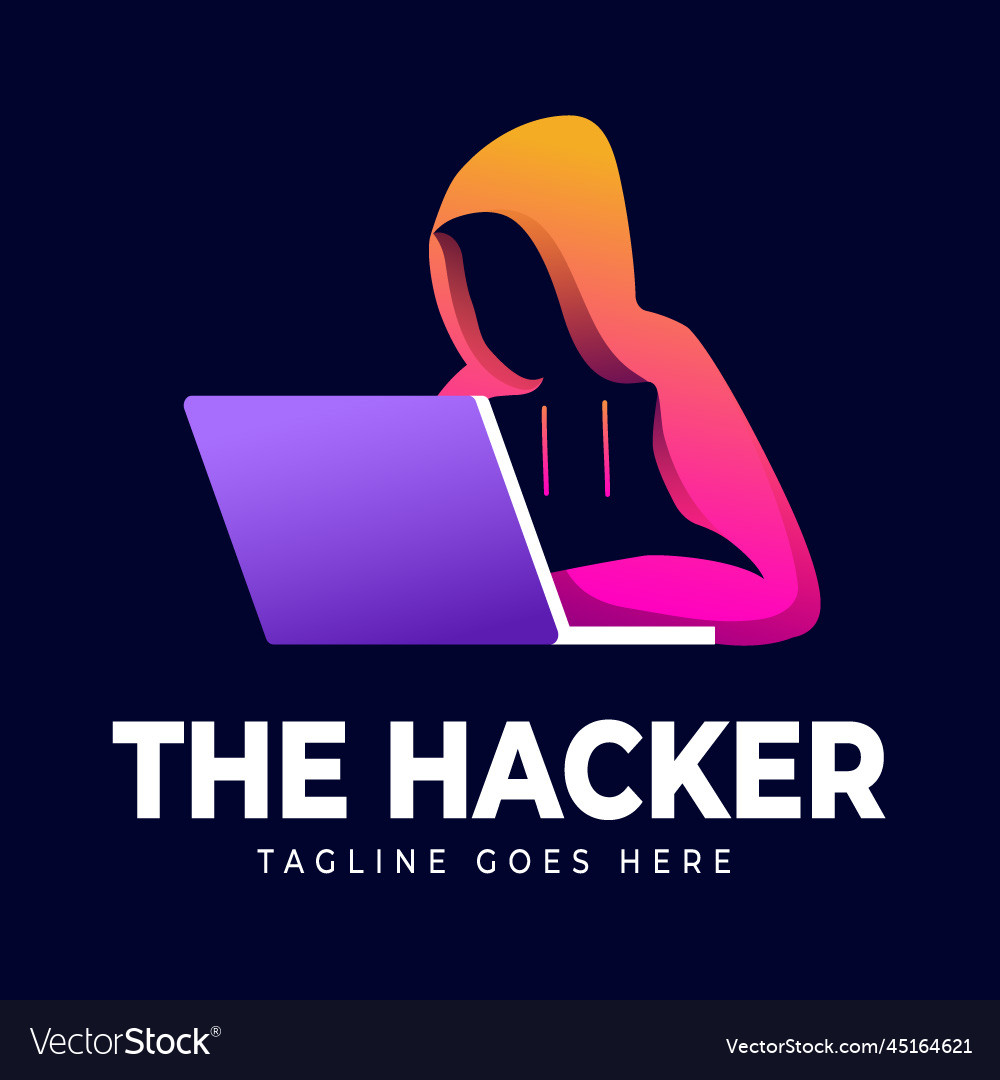 Gradient hacker logo Royalty Free Vector Image