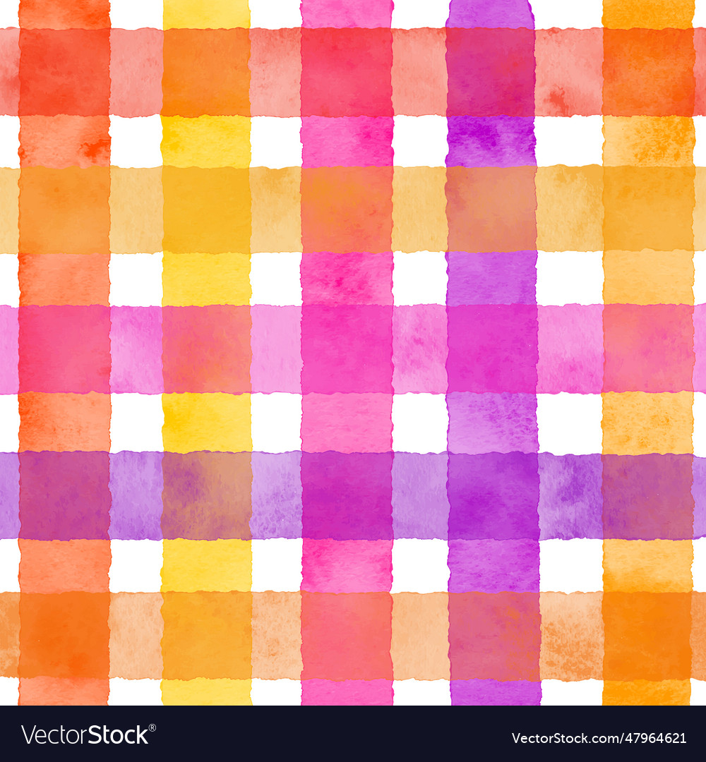 Hand painted watercolour checked pattern Vector Image