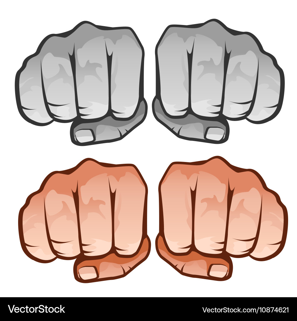 Human fist front four icons on white background Vector Image
