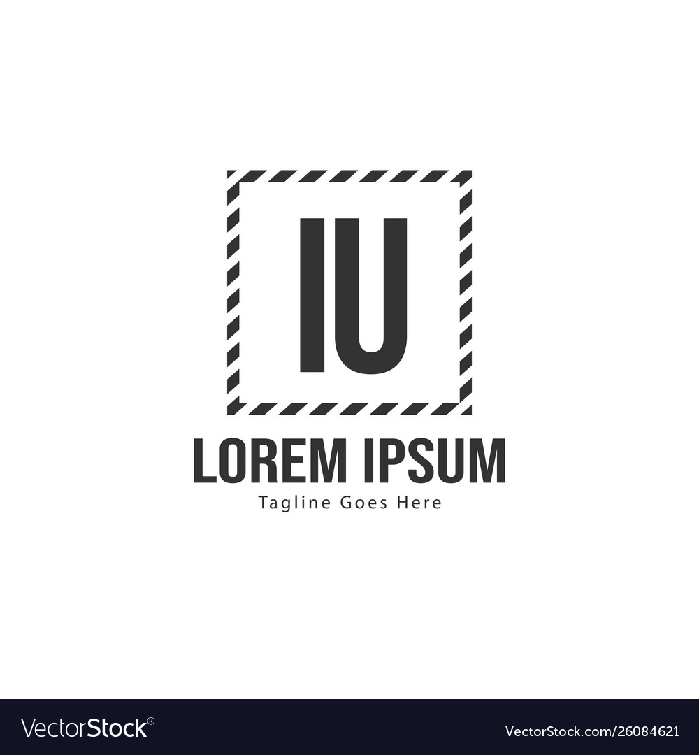 Initial iu logo template with modern frame Vector Image