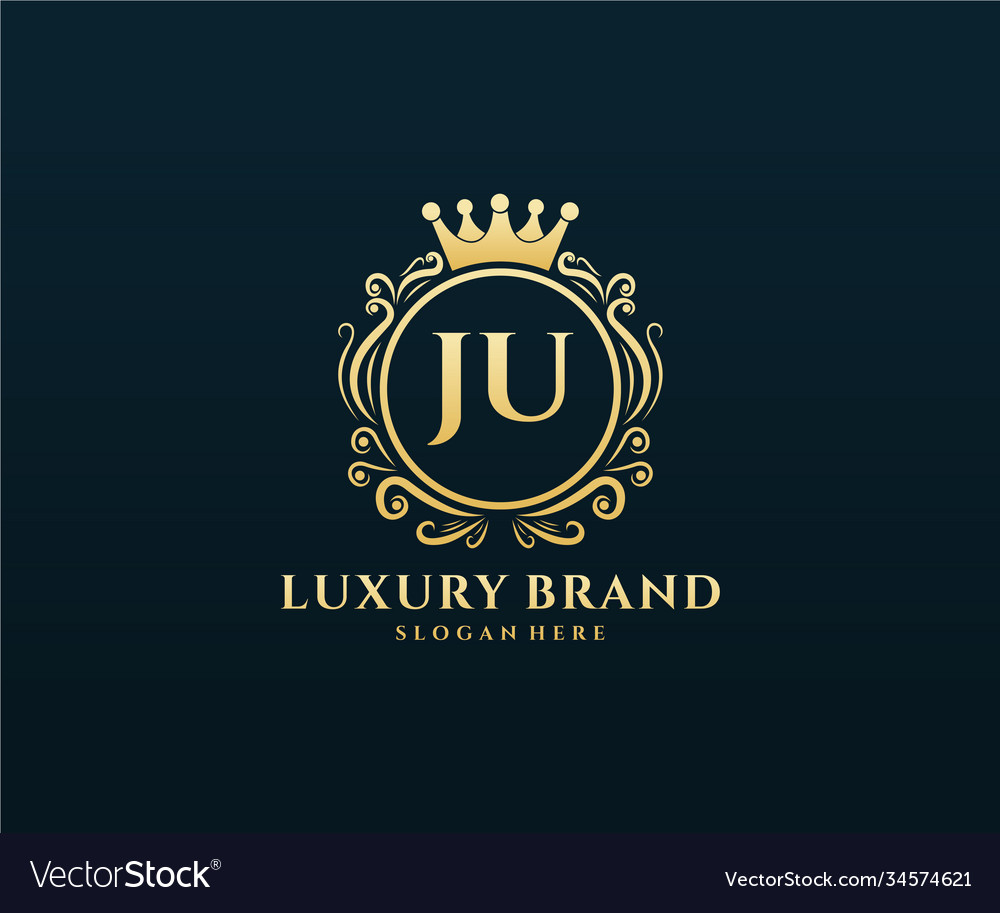 Ju initial letter gold calligraphic feminine Vector Image