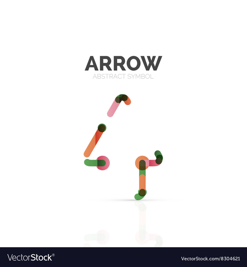 Linear arrow abstract logo connected multicolored Vector Image