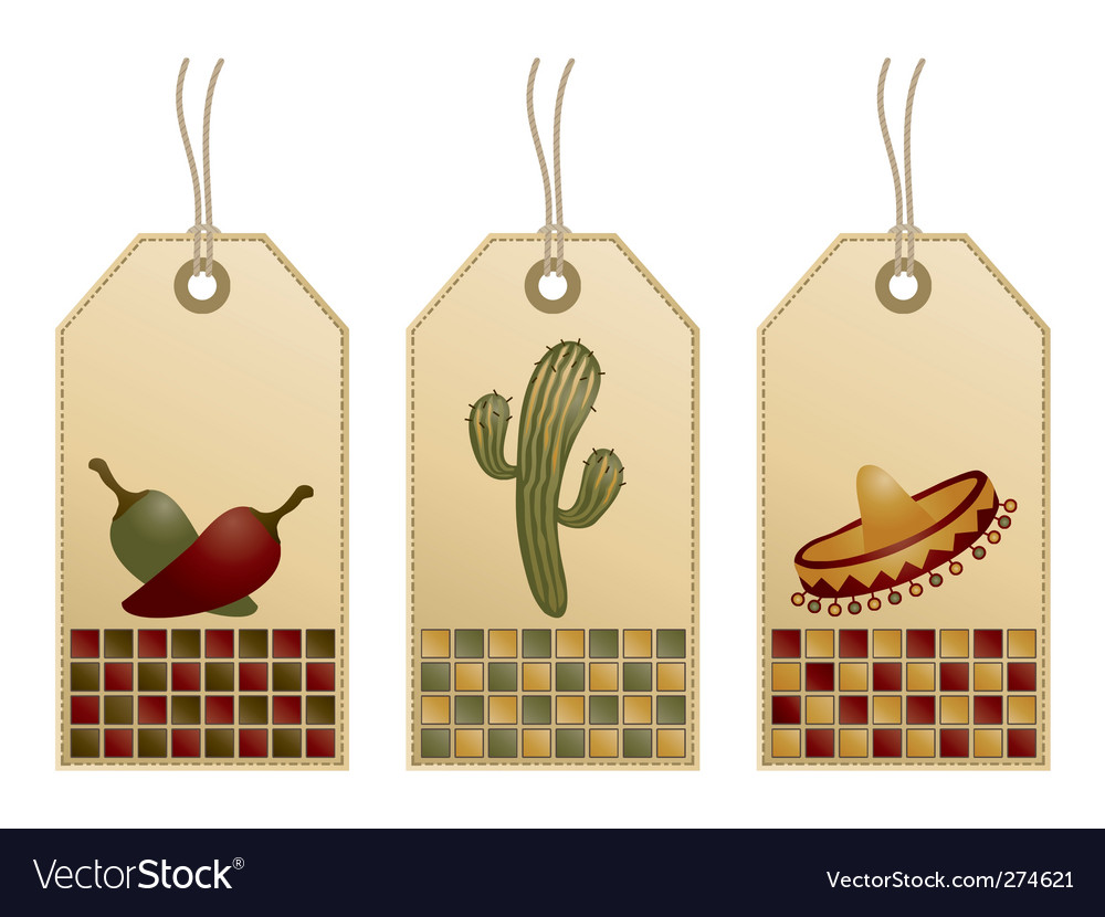 Mexican tags Royalty Free Vector Image - VectorStock