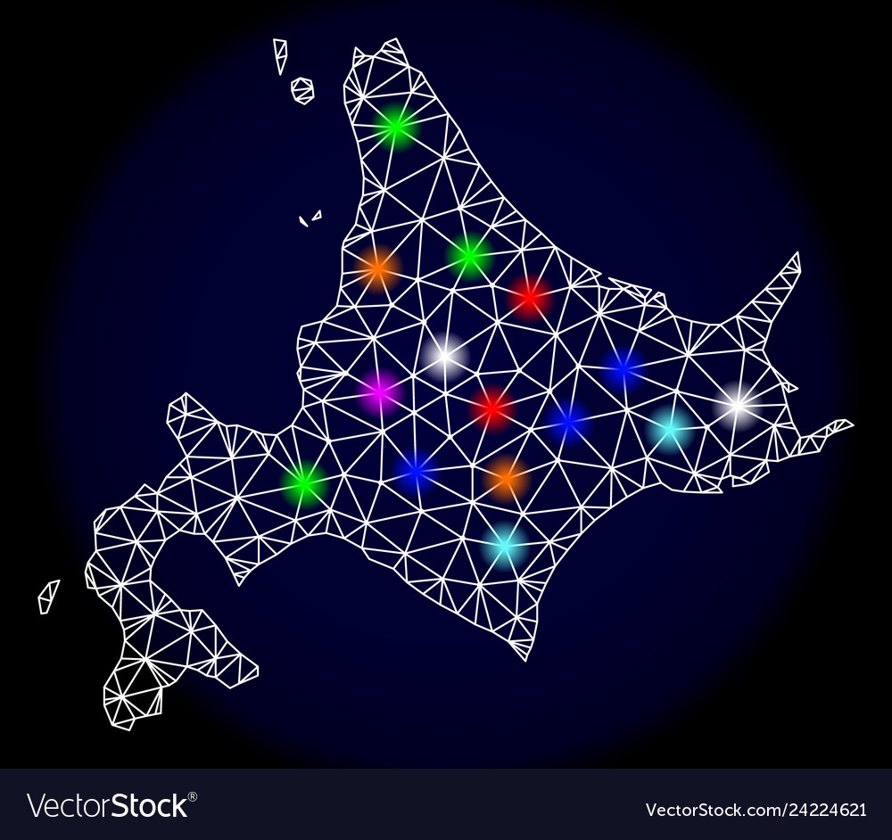 Polygonal network mesh map hokkaido island Vector Image