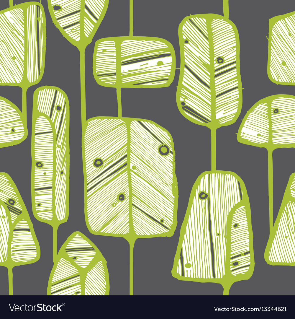 Seamless pattern design with abstract doodle trees