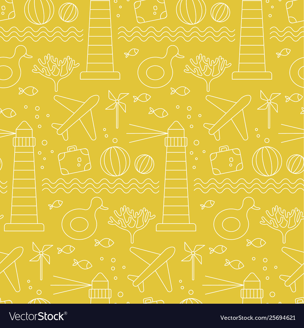 Seaside pattern flat seamless design Royalty Free Vector